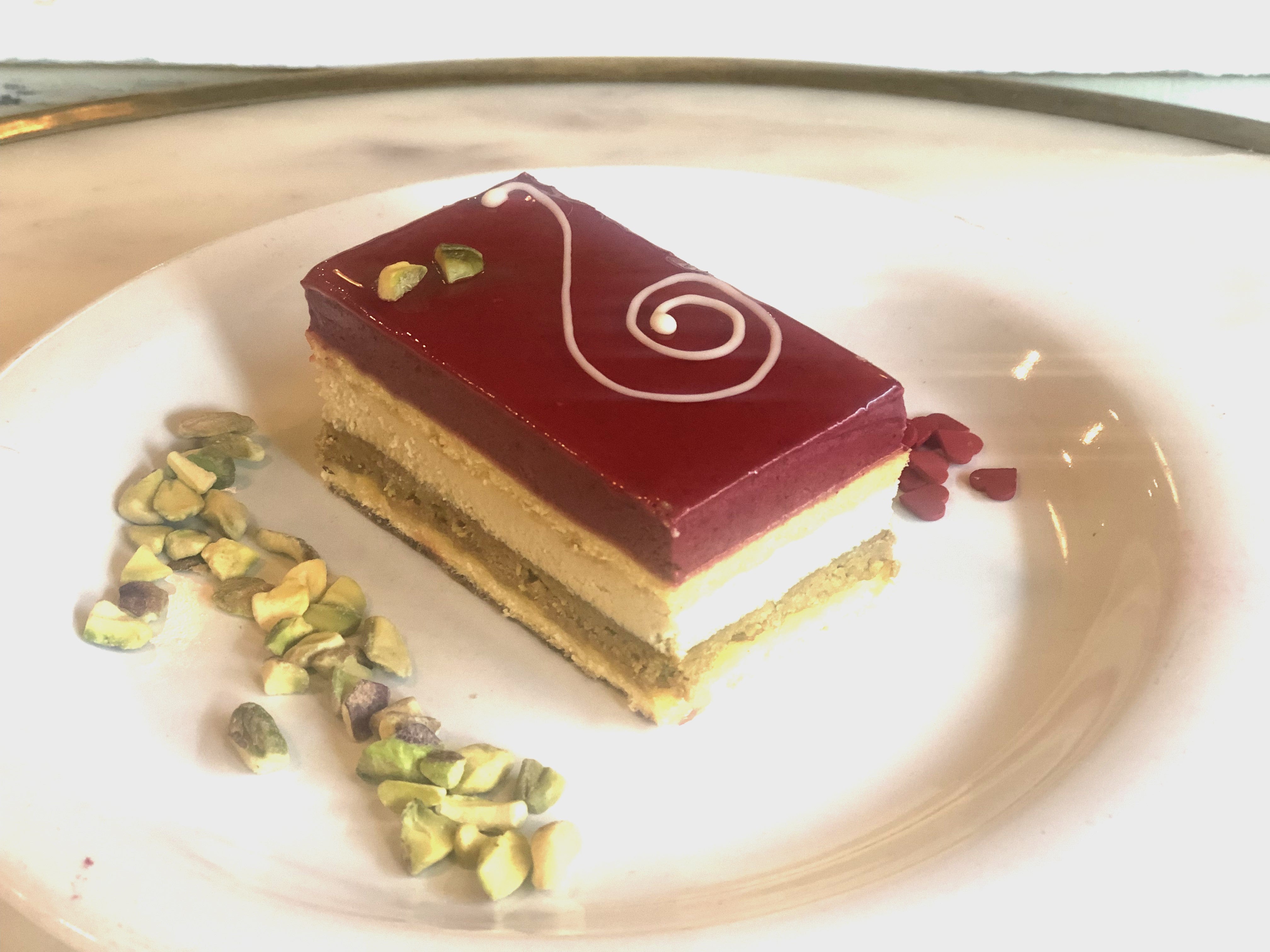 Pistachio cassis Mousse – Belle Pastry